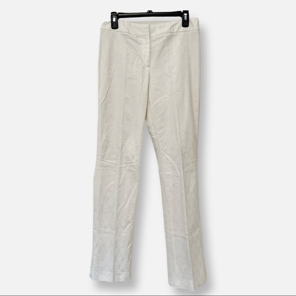 Elie Tahari | Pants & Jumpsuits | Elie Tahari White Jacquard Straight Leg Pants Us6 225 | Poshmark